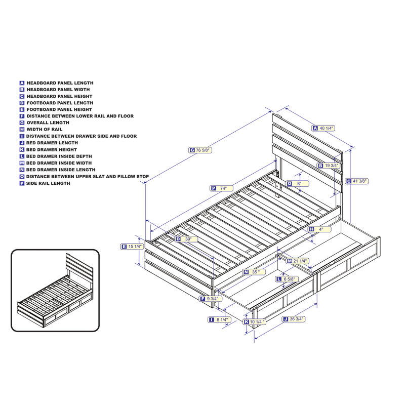 Lark Manor Aaliyah-Skye Solid Wood Slat Storage Bed | Wayfair